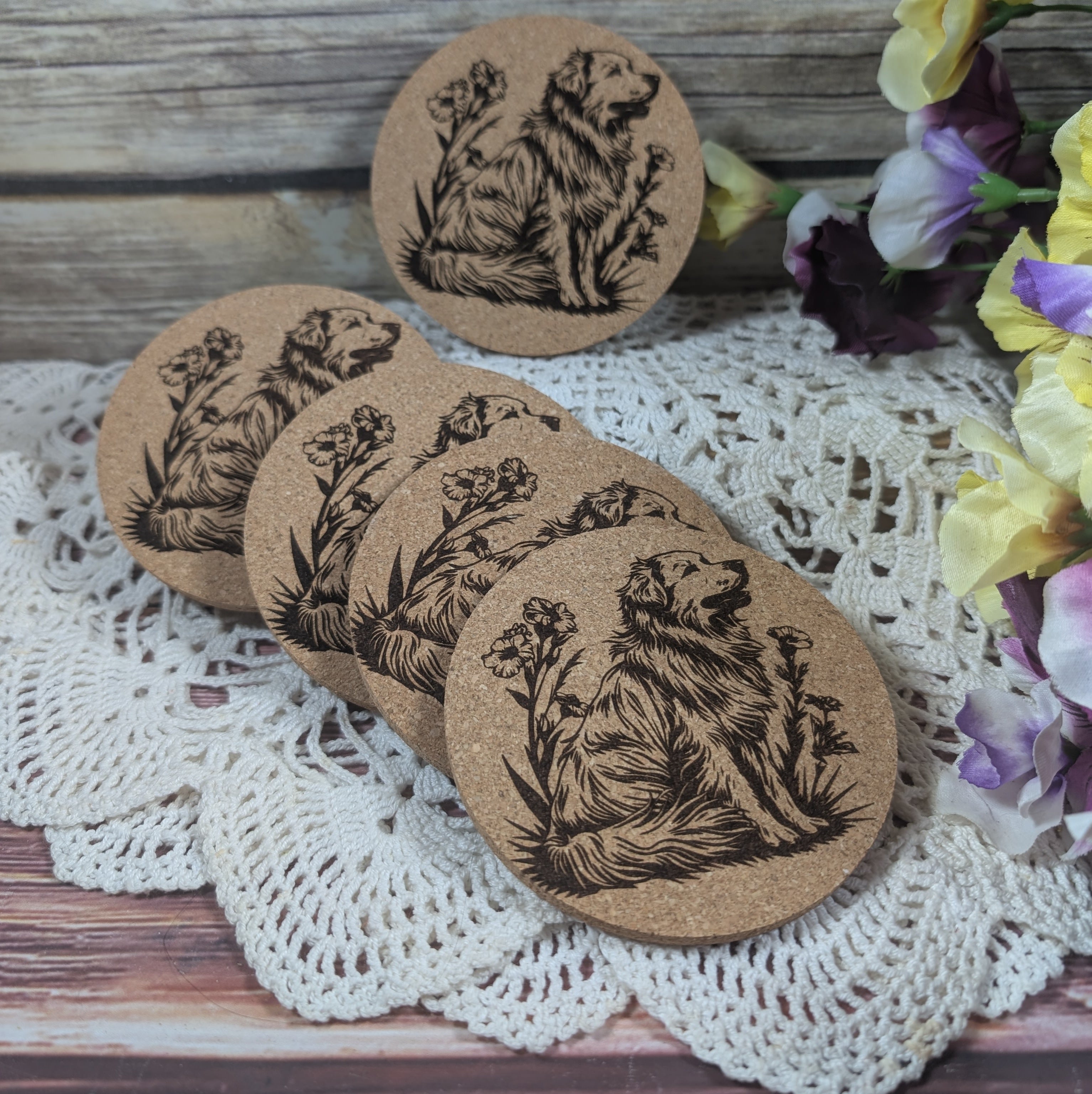 Great Pyrenees cork coaster – HaldeCraft